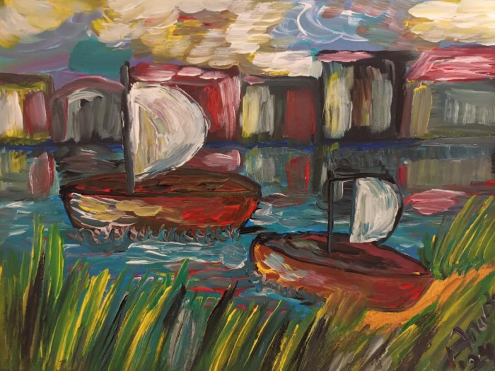 Peisaj Cu Barci Tablou Pictura de Vanzare semnat Bals Ana-Cristina