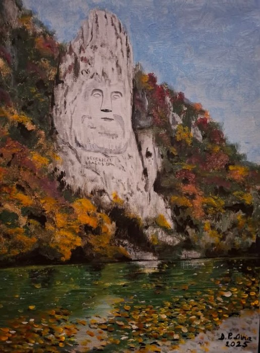 Statuia Lui Decebal Tablou Pictura de Vanzare semnat Daniliuc Popescu ...