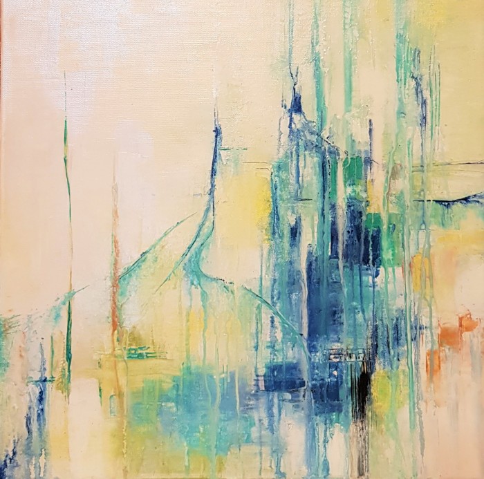 Turcoaz Tablou Pictura de Vanzare semnat Domsa Angela