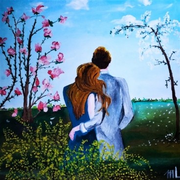 Primavara Romantica Tablou Pictura de Vanzare semnat Loran Margareta