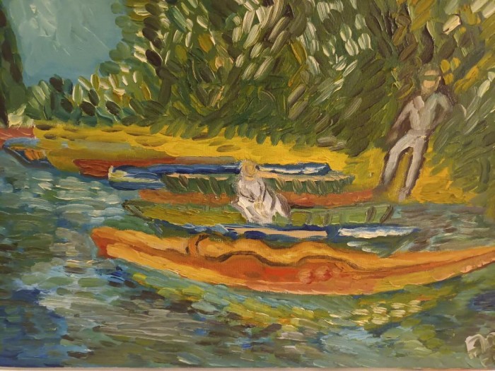 Tarm Cu Barci Tablou Pictura de Vanzare semnat Bals Ana-Cristina